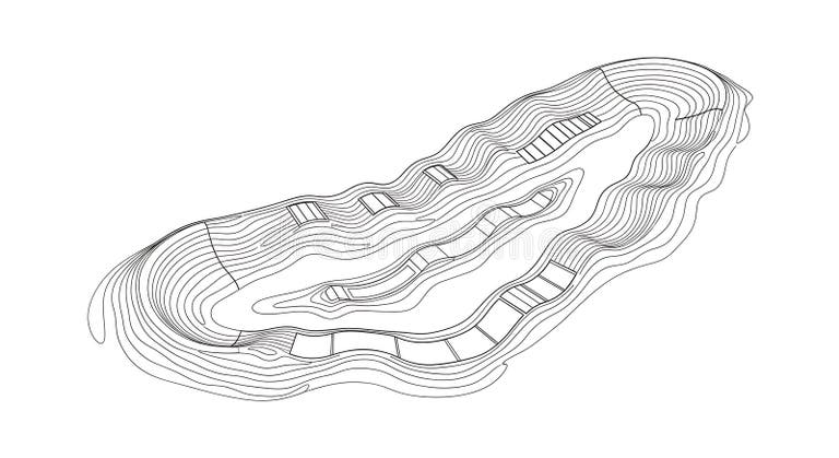 Topographic Illustration of a Mountain Ridge Featuring Contour Lines in ...