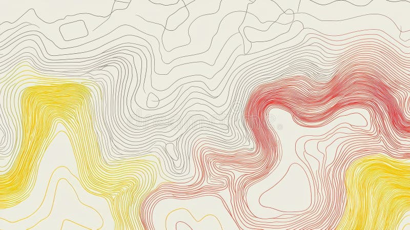 The Topographic Linear Background for Design is Made of Red Orange Wave ...