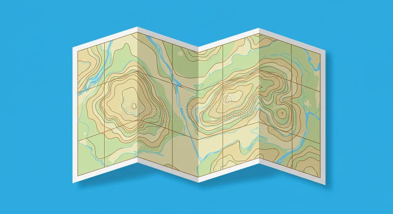 Topographic Map on Blue Background Showcasing Elevation and Terrain ...