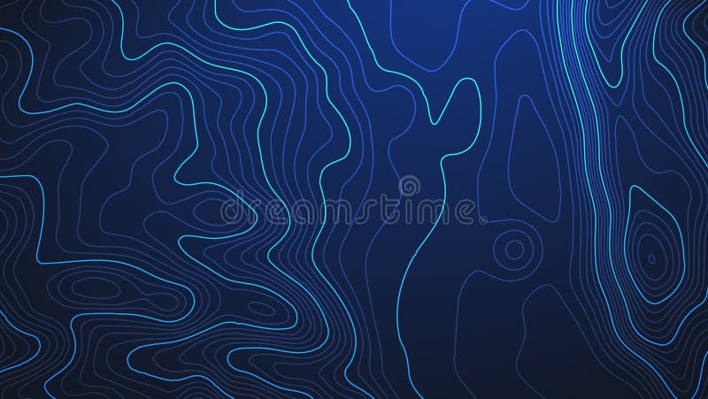 Topographic Map Blue Technology Background. Big Data Elevation Map with ...