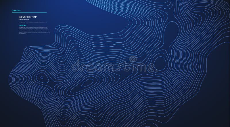 Topographic Map Blue Technology Background. Big Data Elevation Map with ...