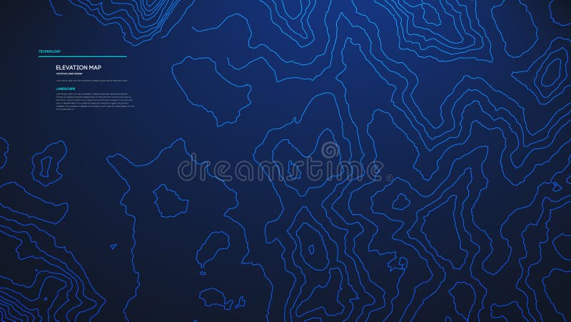 Topographic Map Blue Technology Background. Big Data Elevation Map with ...