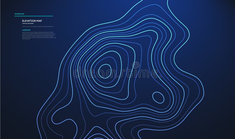 Topographic Map Blue Technology Background. Big Data Elevation Map with ...