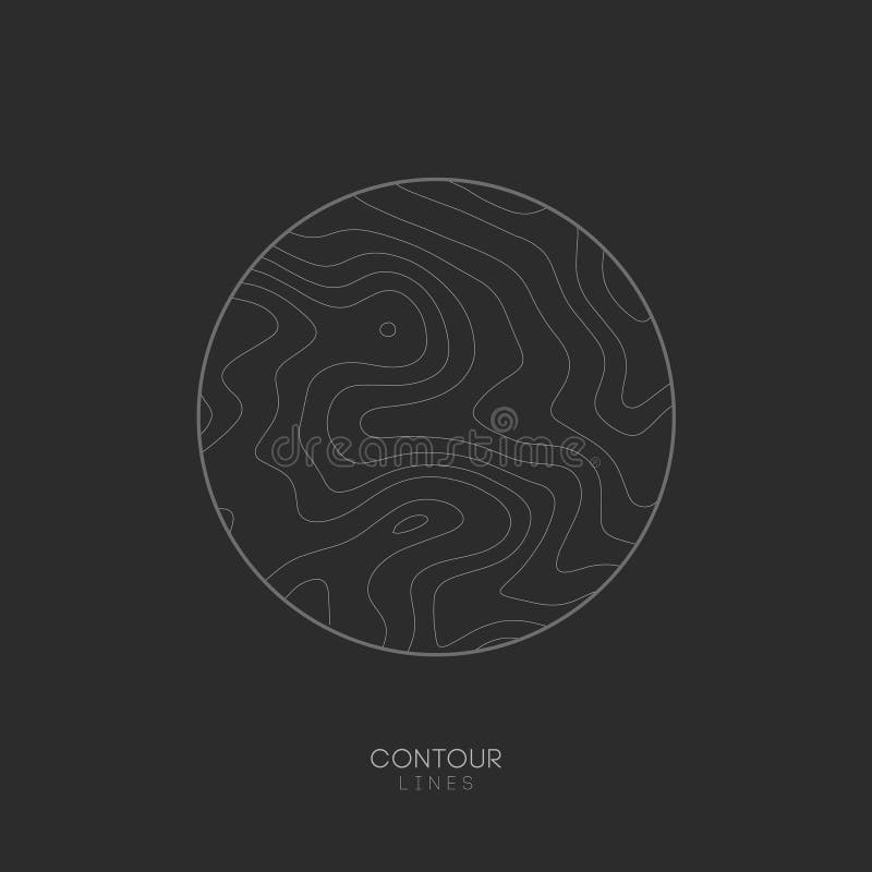 Topographic Map Circle Logo Concept on Dark Background. Topo Map ...