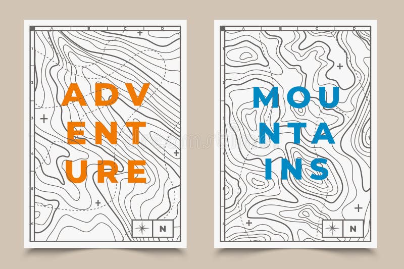 Topographic Map with Contour Lines and Bold Typography in Adventure ...