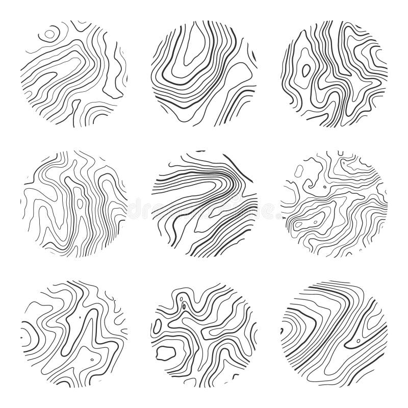 Topographic Map with Contour Lines. Geographic Terrain Grid, Relief ...