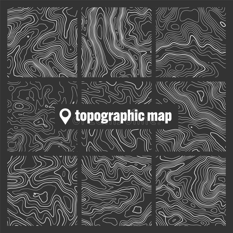Topographic Map with Contour Lines. Geographic Terrain Grid, Relief ...