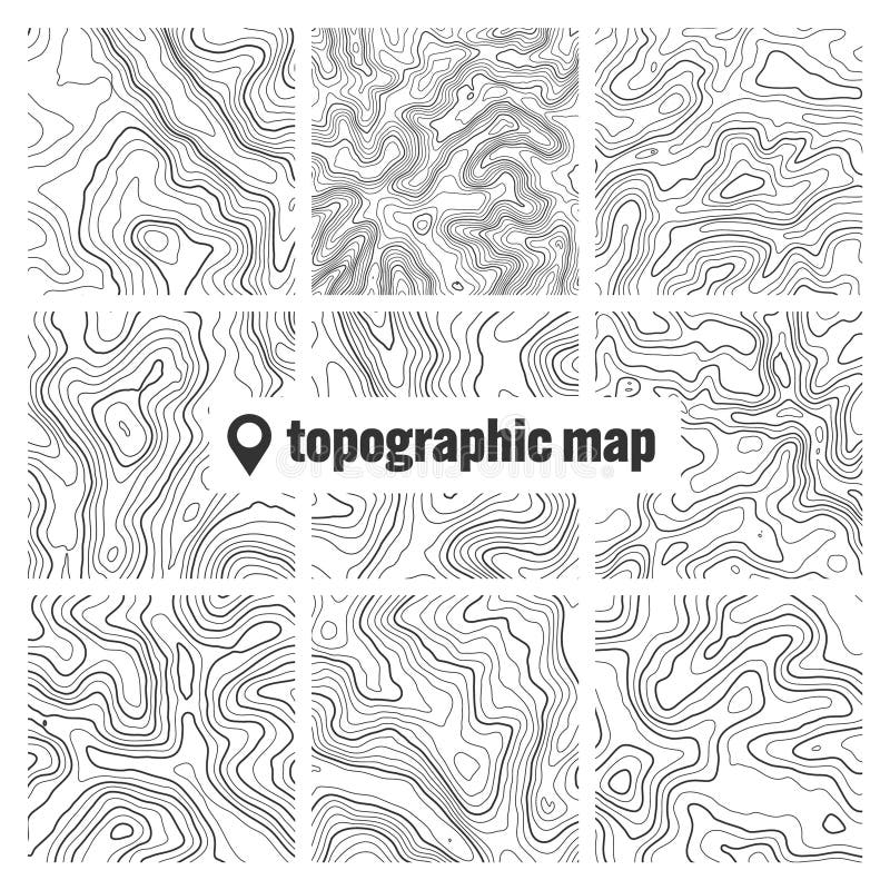 Topographic Map with Contour Lines. Geographic Terrain Grid, Relief ...
