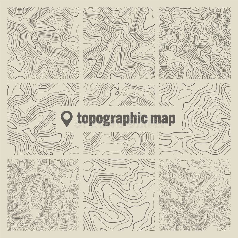Topographic Map with Contour Lines. Geographic Terrain Grid, Relief ...