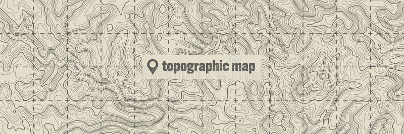 Topographic Map with Contour Lines. Geographic Terrain Grid, Relief ...