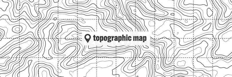 Topographic Map with Contour Lines. Geographic Terrain Grid, Relief ...