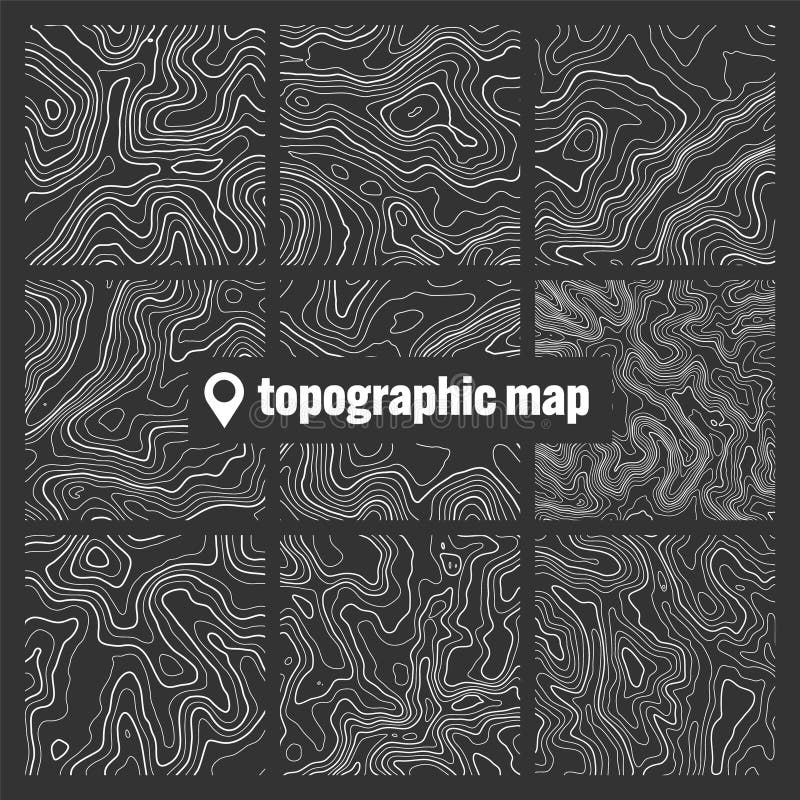 Topographic Map with Contour Lines. Geographic Terrain Grid, Relief ...