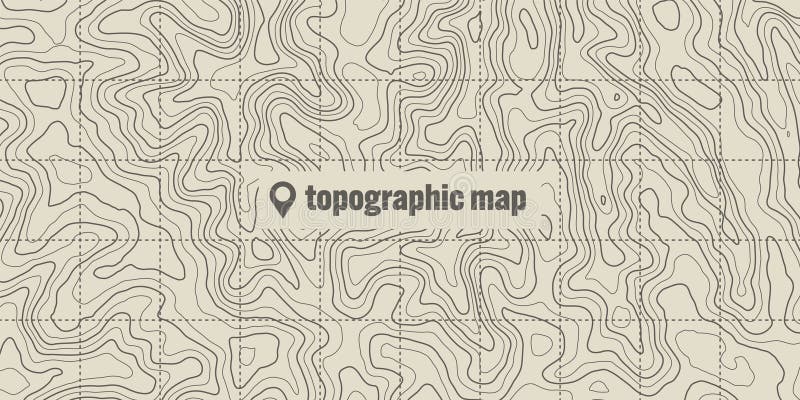 Topographic Map with Contour Lines. Geographic Terrain Grid, Relief ...