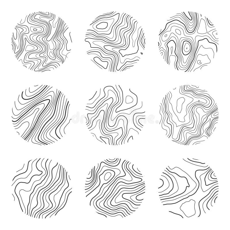 Topographic Map with Contour Lines. Geographic Terrain Grid, Relief ...
