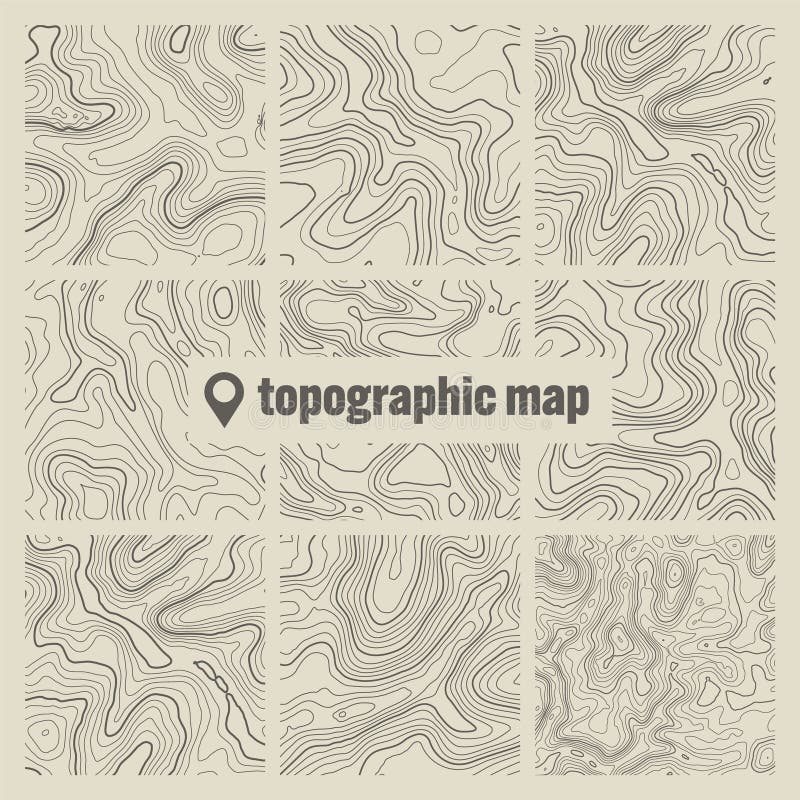 Topographic Map with Contour Lines. Geographic Terrain Grid, Relief ...
