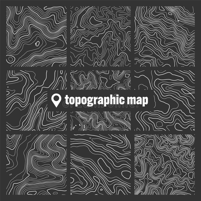 Topographic Map with Contour Lines. Geographic Terrain Grid, Relief ...