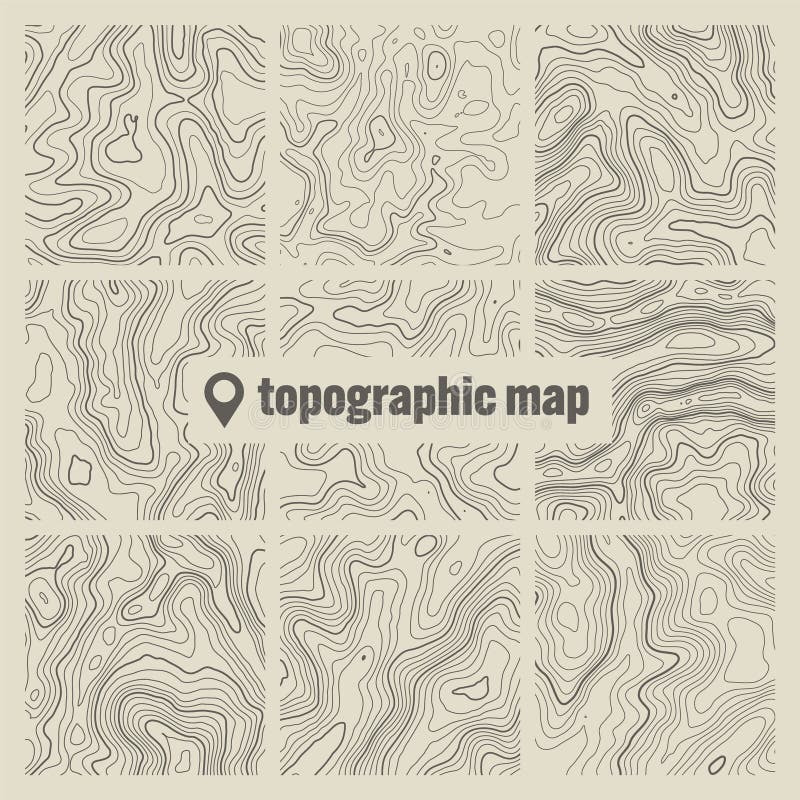 Topographic Map with Contour Lines. Geographic Terrain Grid, Relief ...