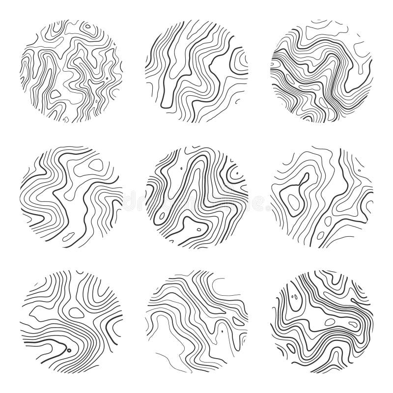 Topographic Map with Contour Lines. Geographic Terrain Grid, Relief ...