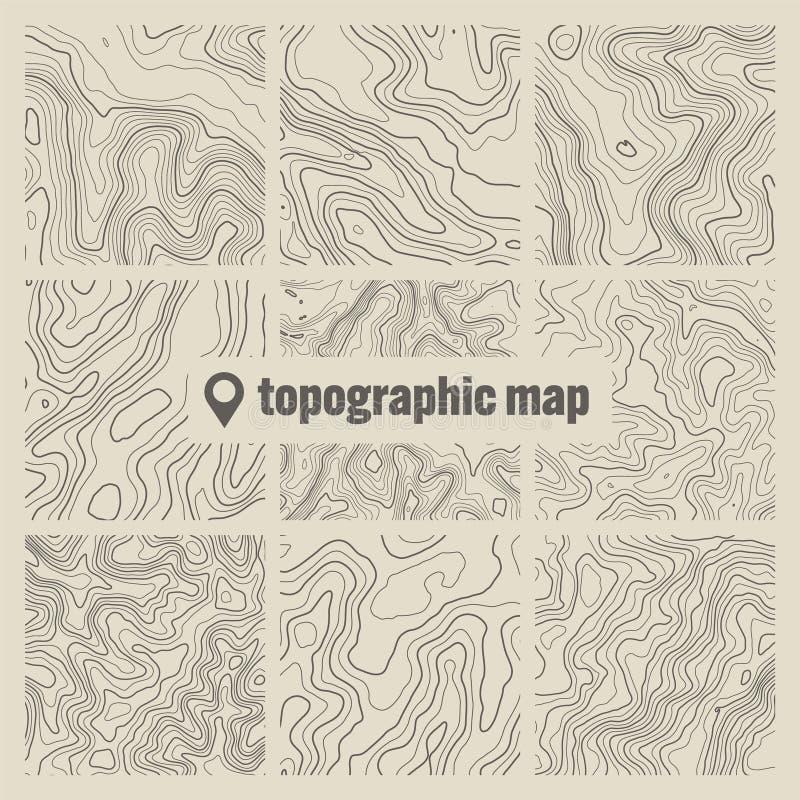 Topographic Map with Contour Lines. Geographic Terrain Grid, Relief ...
