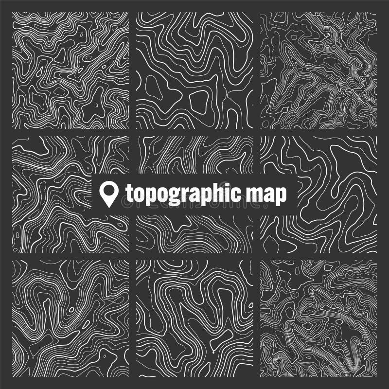 Topographic Map with Contour Lines. Geographic Terrain Grid, Relief ...