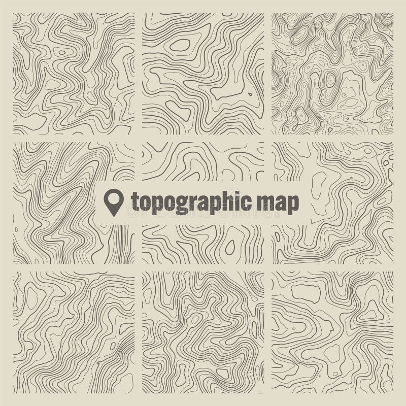 Topographic Map with Contour Lines. Geographic Terrain Grid, Relief ...