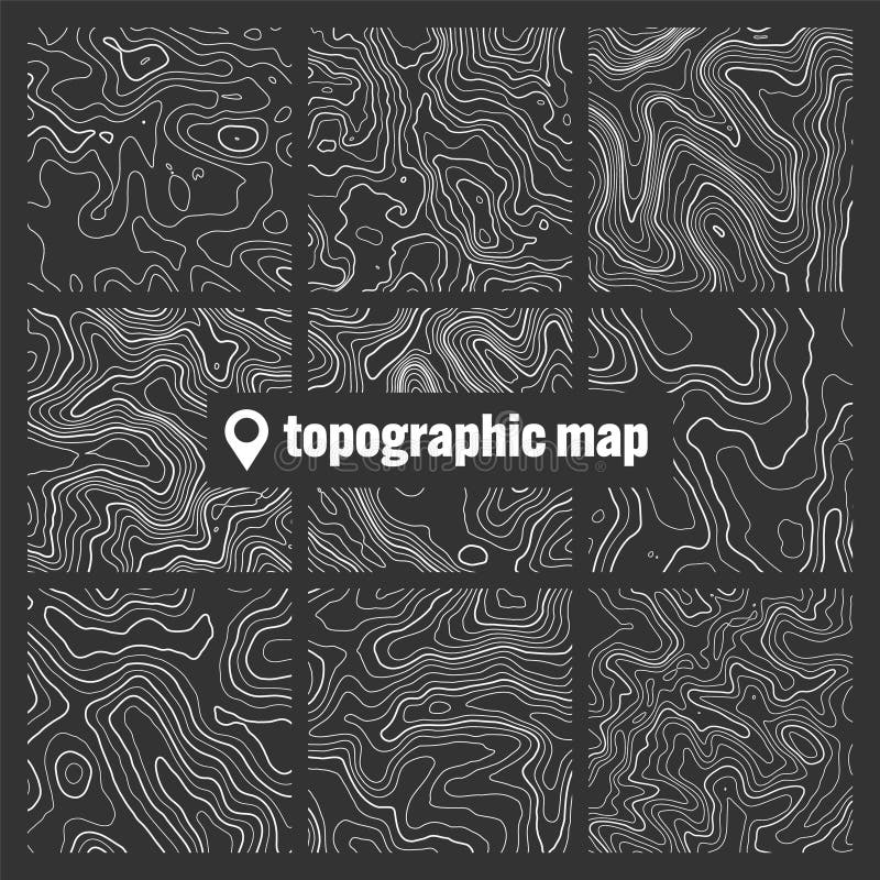 Topographic Map with Contour Lines. Geographic Terrain Grid, Relief ...