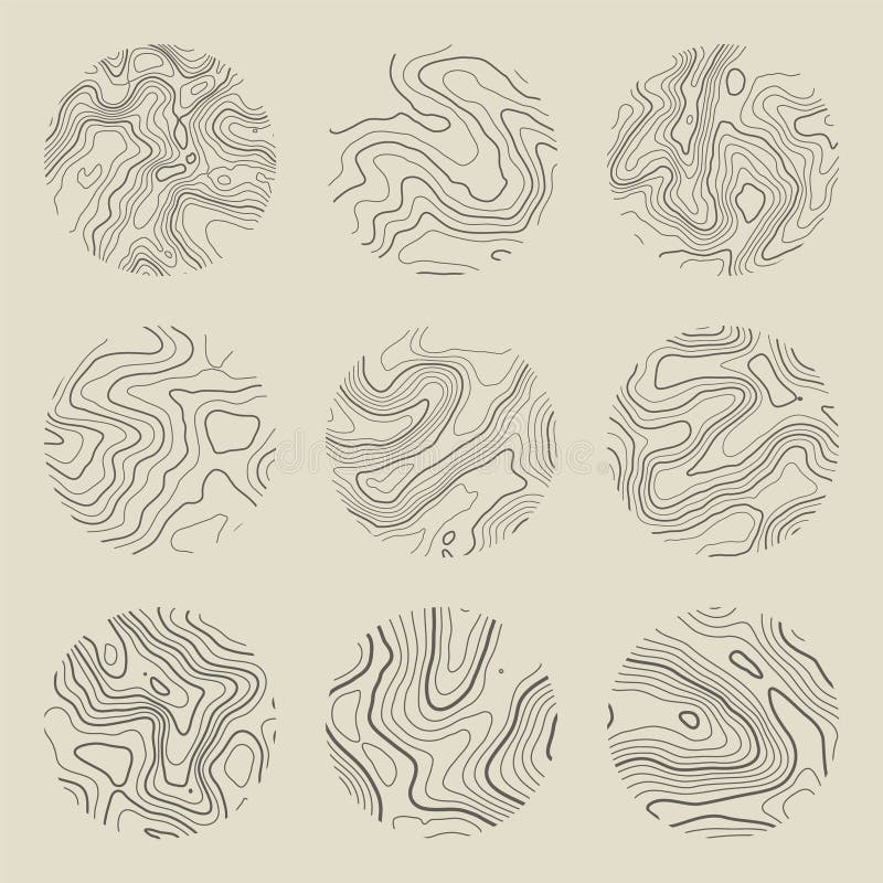 Topographic Map with Contour Lines. Geographic Terrain Grid, Relief ...