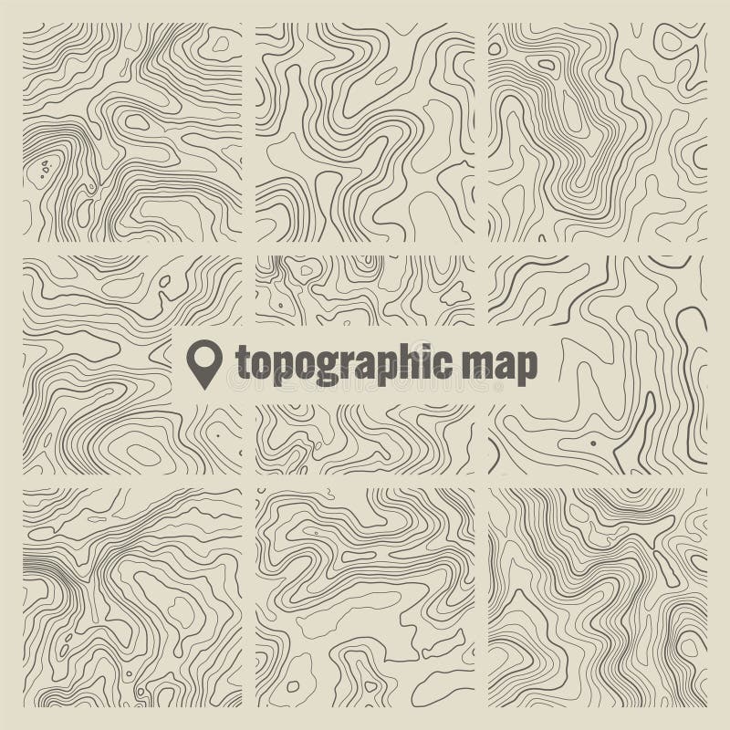 Topographic Map with Contour Lines. Geographic Terrain Grid, Relief ...
