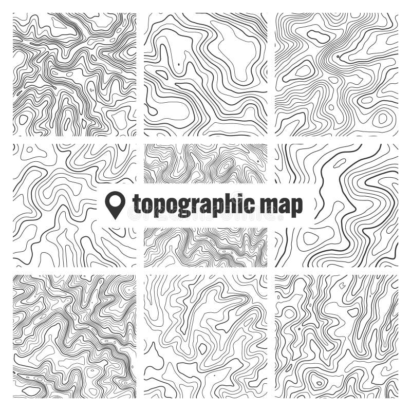 Topographic Map with Contour Lines. Geographic Terrain Grid, Relief ...