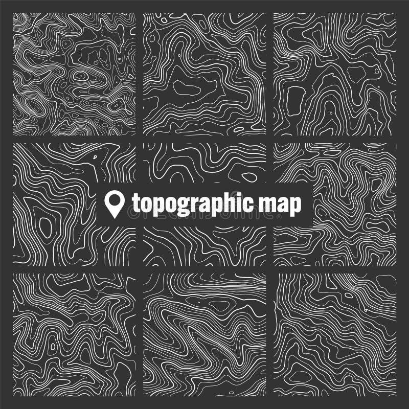 Topographic Map with Contour Lines. Geographic Terrain Grid, Relief ...