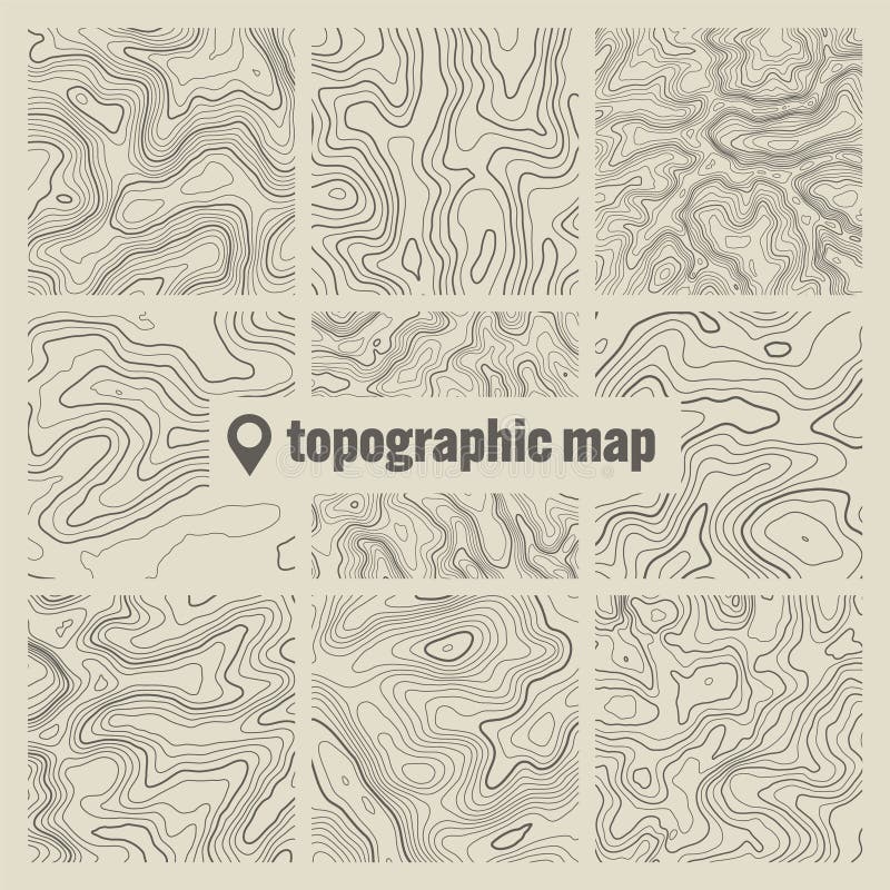 Topographic Map with Contour Lines. Geographic Terrain Grid, Relief ...
