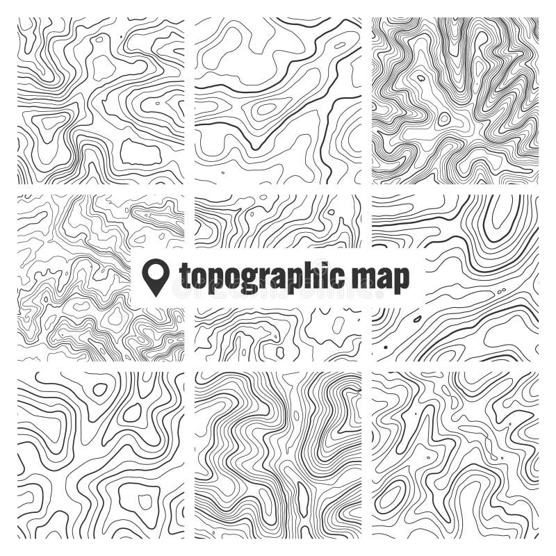 Topographic Map with Contour Lines. Geographic Terrain Grid, Relief ...