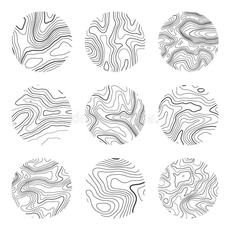 Topographic Map with Contour Lines. Geographic Terrain Grid, Relief ...