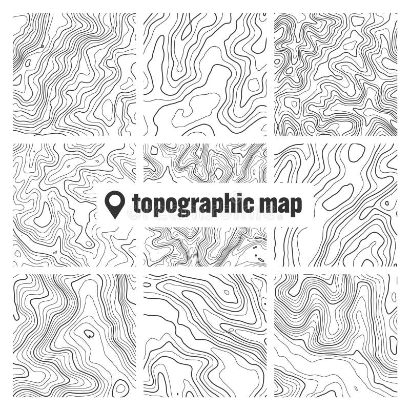Topographic Map with Contour Lines. Geographic Terrain Grid, Relief ...