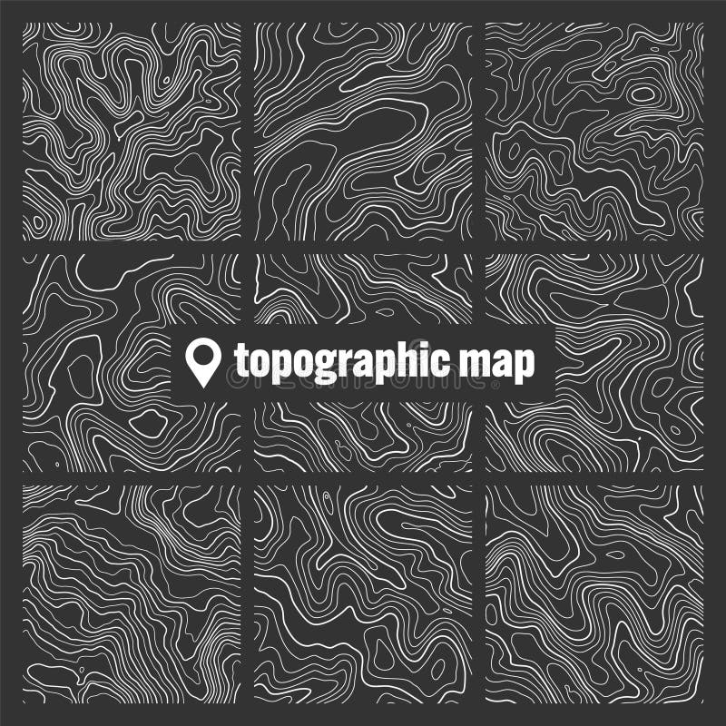 Topographic Map with Contour Lines. Geographic Terrain Grid, Relief ...