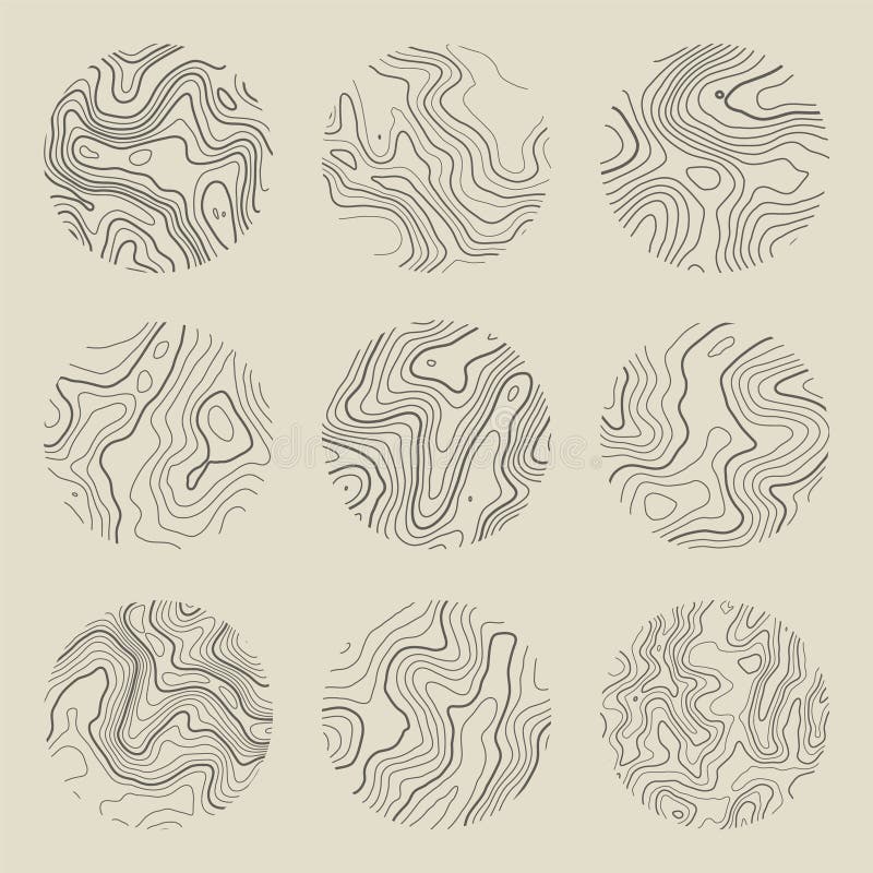 Topographic Map with Contour Lines. Geographic Terrain Grid, Relief ...