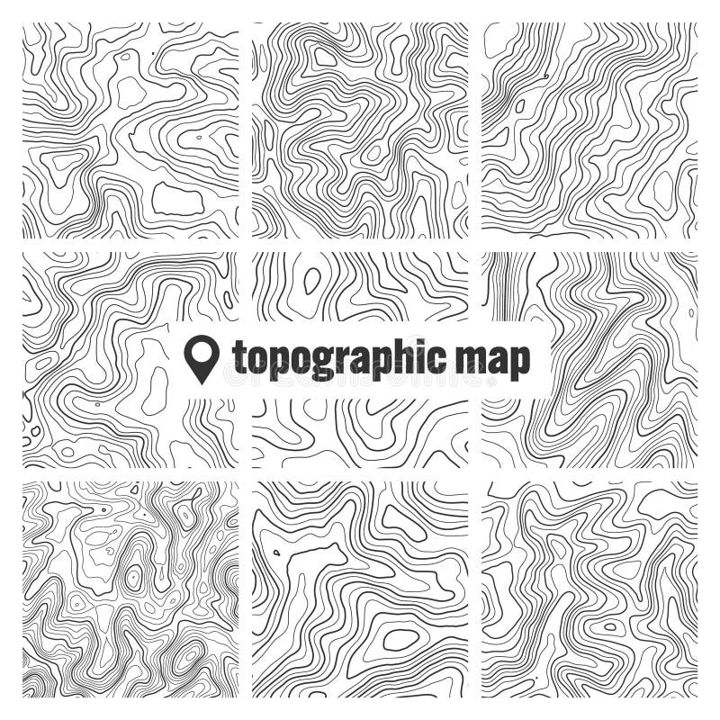 Topographic Map with Contour Lines. Geographic Terrain Grid, Relief ...