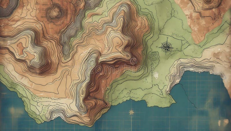 Topographic Map Displaying Elevation Contours, Mountainous Terrain ...