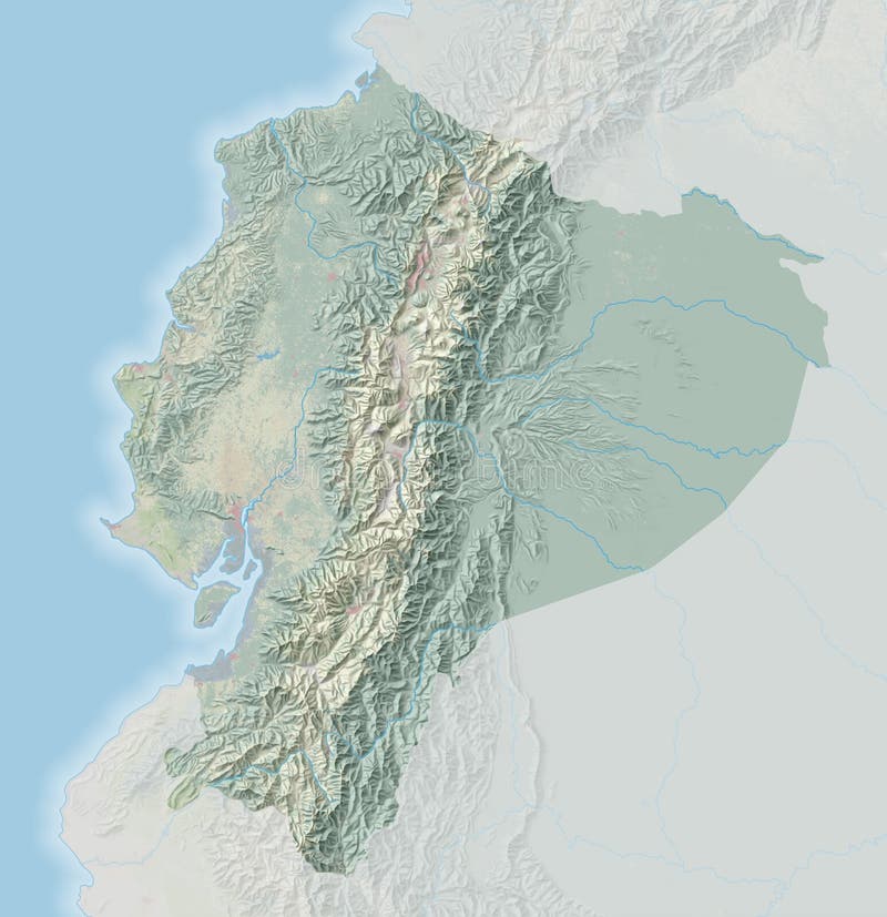Topographic Ecuador Map Hypsometric Elevation Tint Spectral Shaded Relief Map 3d Illustration ...