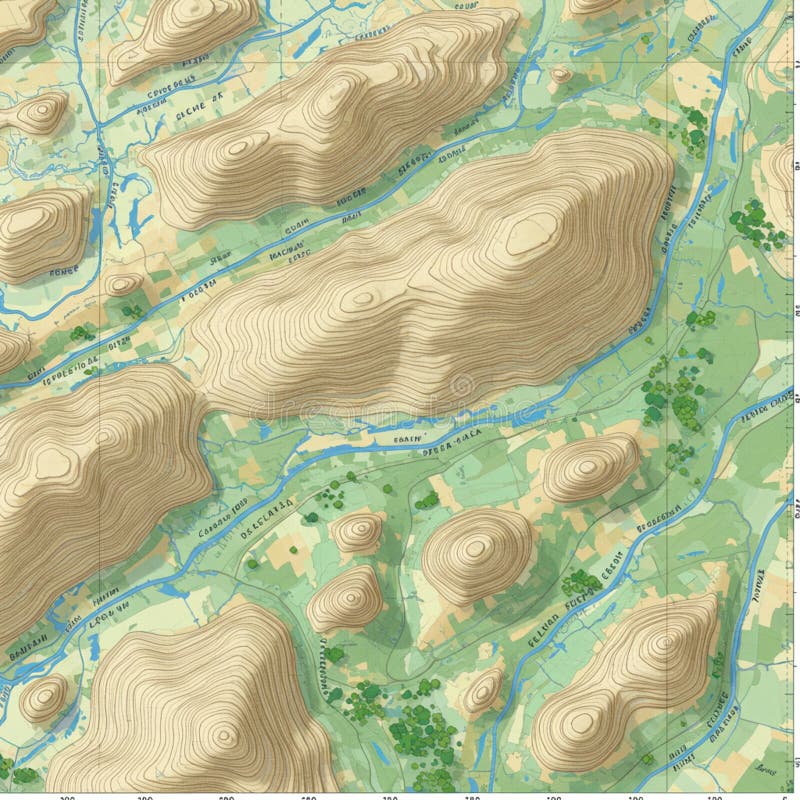 A Topographic Map Features Contour Lines Indicating Elevation and ...
