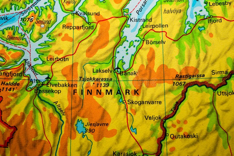 Topographic Map of Finnmark Region Norway.. Stock Image - Image of finnmark, location: 376023111