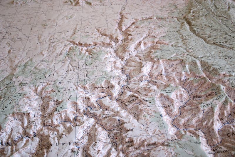 Topographic Map of Grand Canyon Stock Image - Image of topology, shaded ...