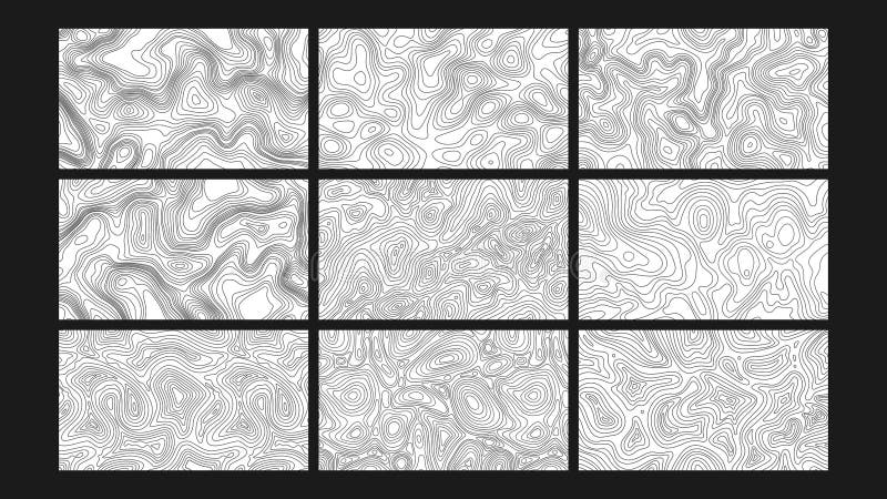 Topographic Map Lines Background Set Stock Illustration - Illustration ...