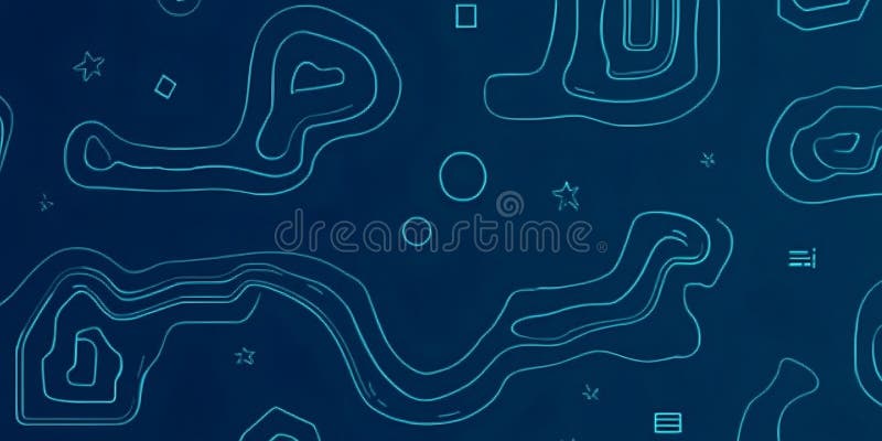 Abstract Blue Digital Topographic Map Data Visualization Design Stock ...