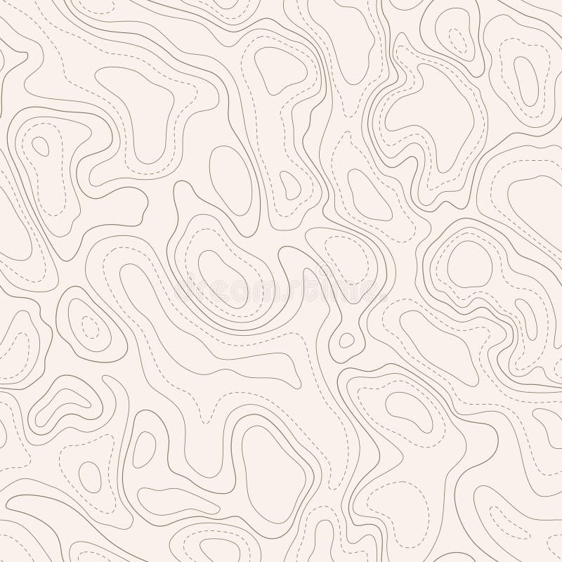 Topographic Map Seamless Pattern Background With Wavy Lines Stock