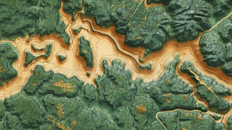 A Topographic Map Showcasing Varied Terrain with Contours and Elevations Stock Illustration ...