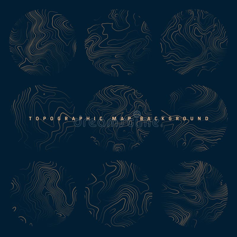 Colorful Topographic Maps with Contour Lines. Geographic Terrain Grid ...