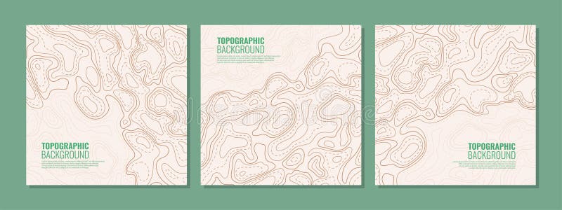 Topographic Maps Seamless Pattern Backgrounds, Wavy Lines Set Stock ...