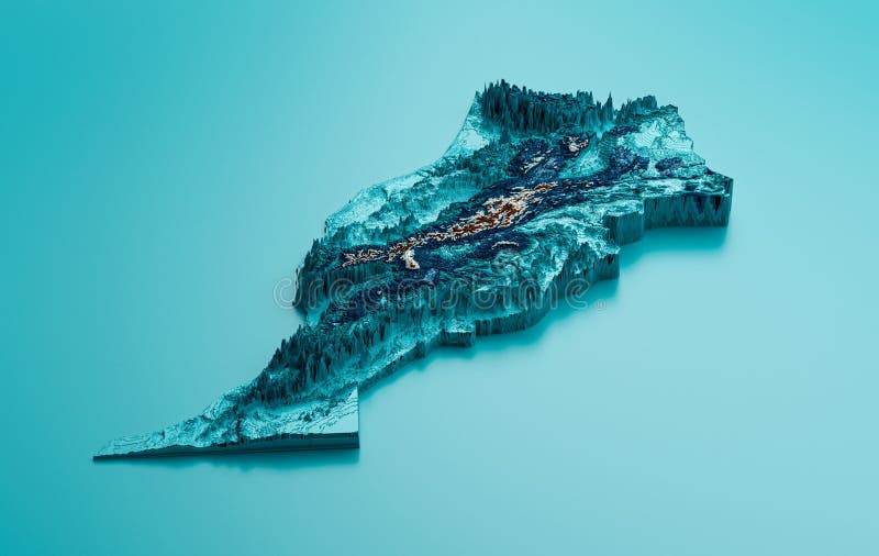 Topographic Morocco Map Hypsometric Elevation Tint Spectral Shaded ...