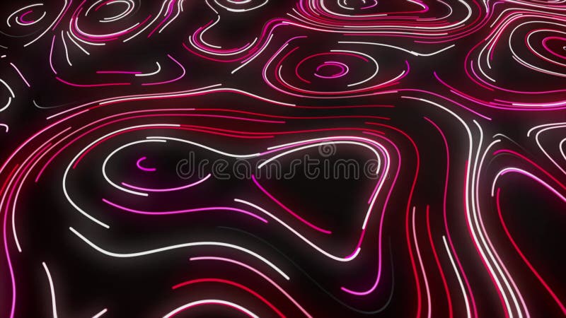 Topographic Pattern of Neon Lines. Motion. Pattern of Moving Neon Lines ...